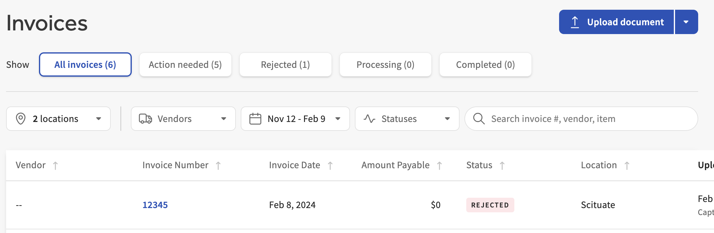 xtraCHEF: Invoices and Invoice Status
