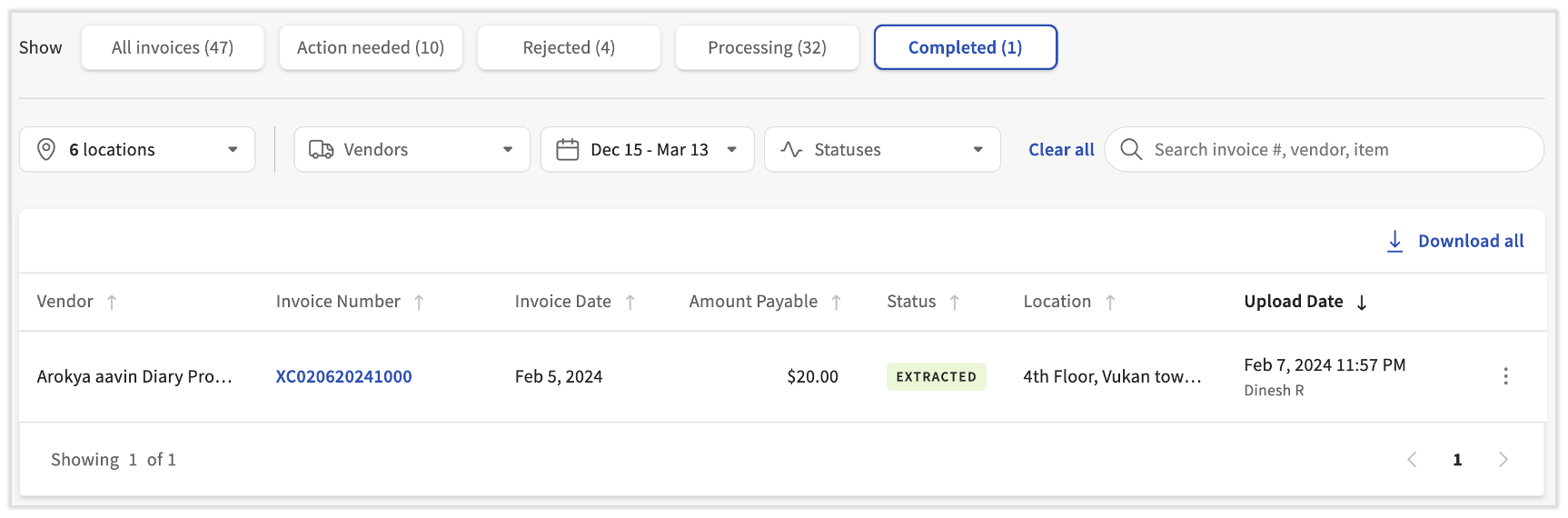 xtraCHEF: Invoices and Invoice Status