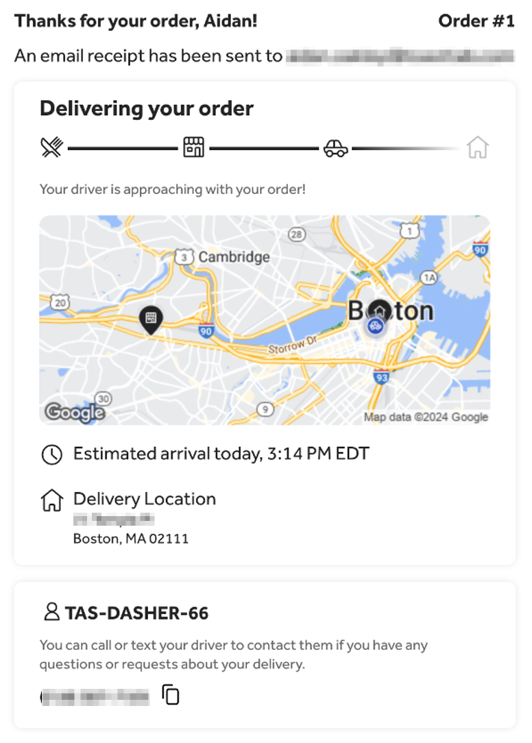 Toast Delivery Services® Order Status Tracking