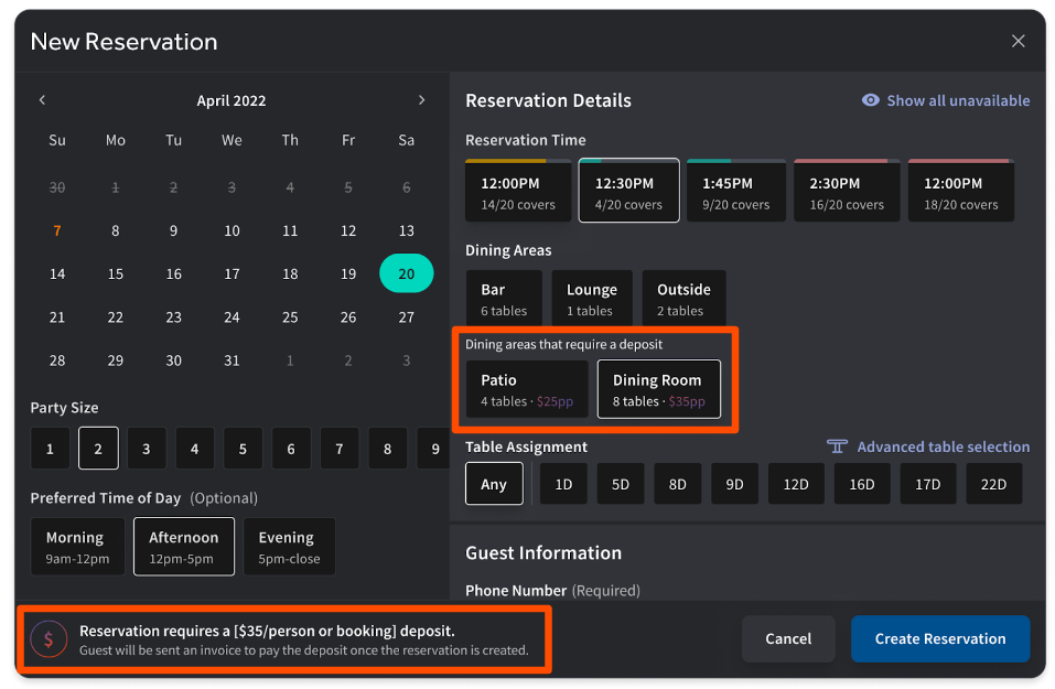 Use Toast Tables Deposits
