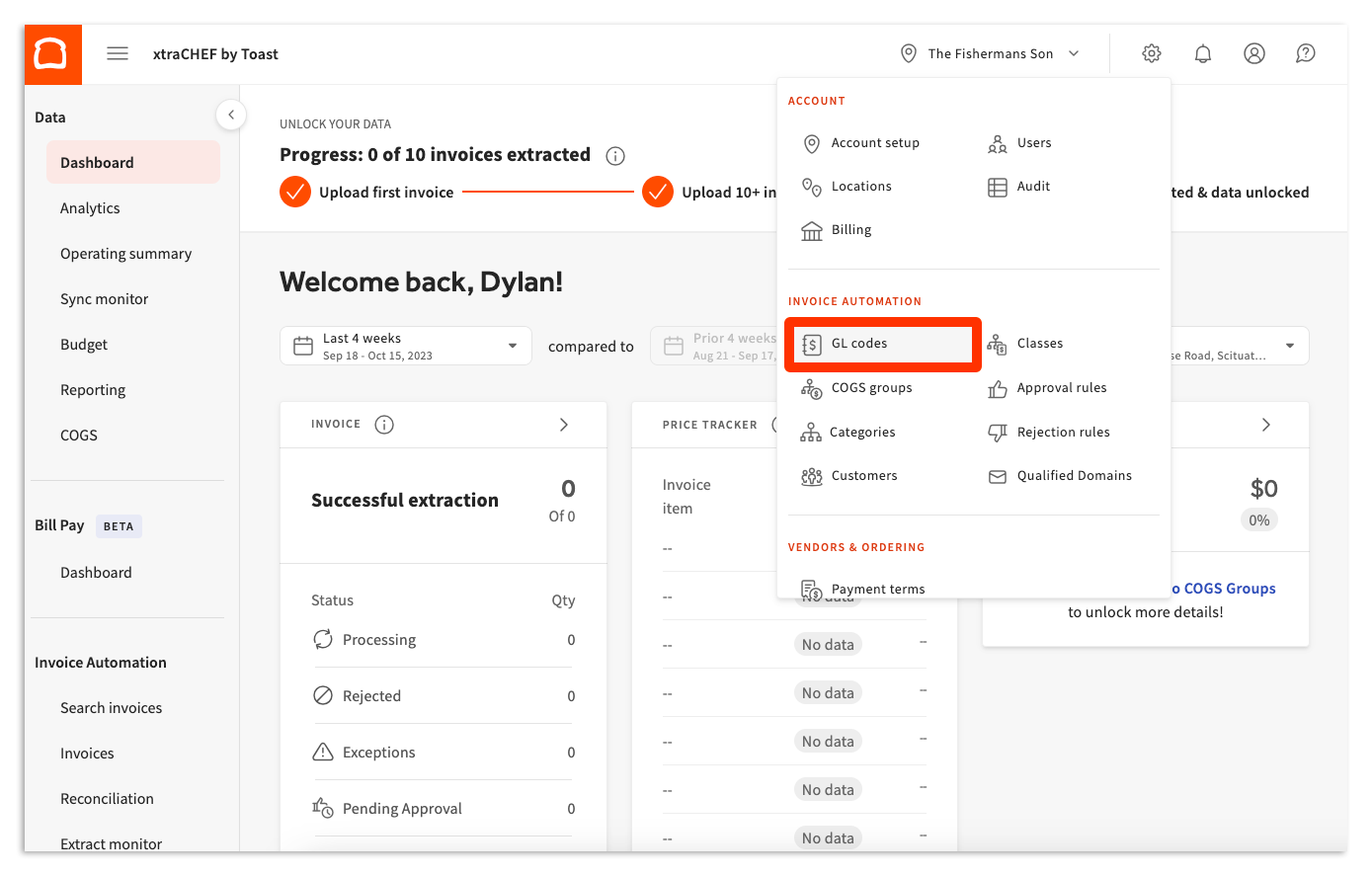 xtraCHEF: General Ledger (GL) Codes