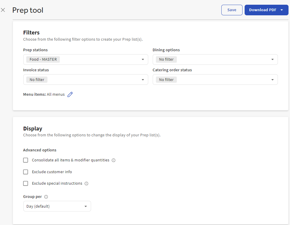 Catering and Events Reporting