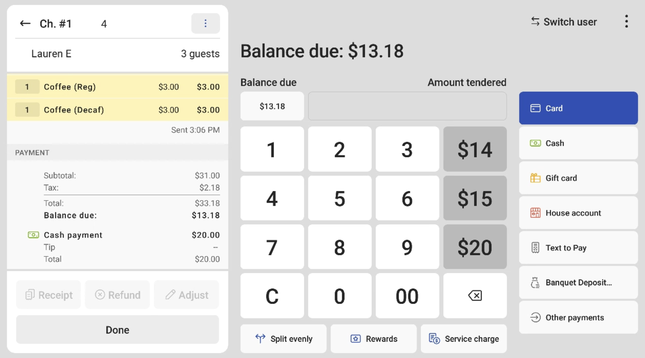 Split Checks on the POS
