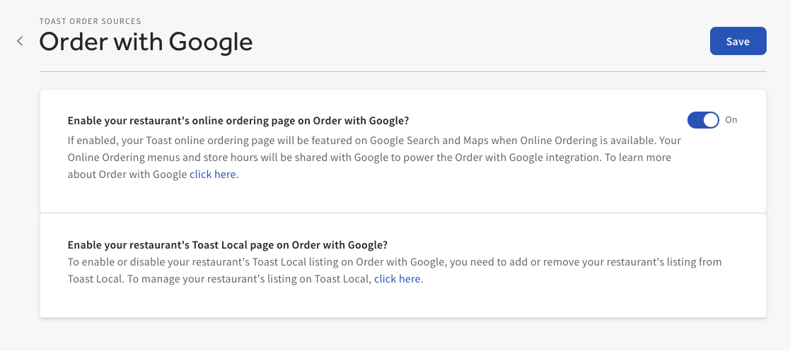 Manage Order with Google