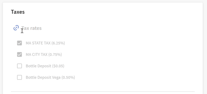 Assign Tax Rates in the Menu Builder