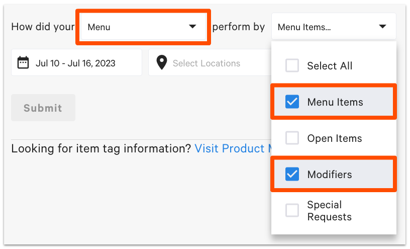 Menu Reports Overview