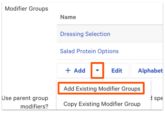 Create and Manage Modifier Groups and Modifier Options