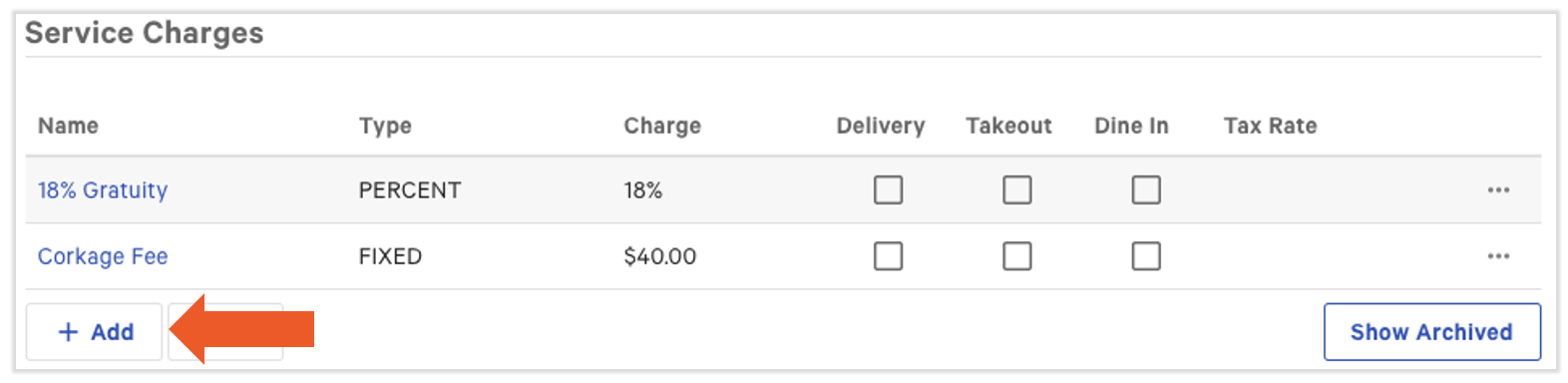 Get Started With Service Charges and Mandatory Gratuity