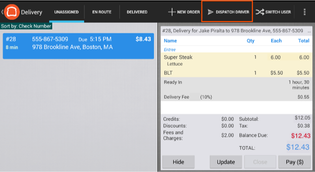 Get Help With Delivery Mode, and Dispatch Drivers