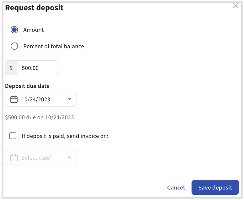 Send an Invoice for Event Deposits