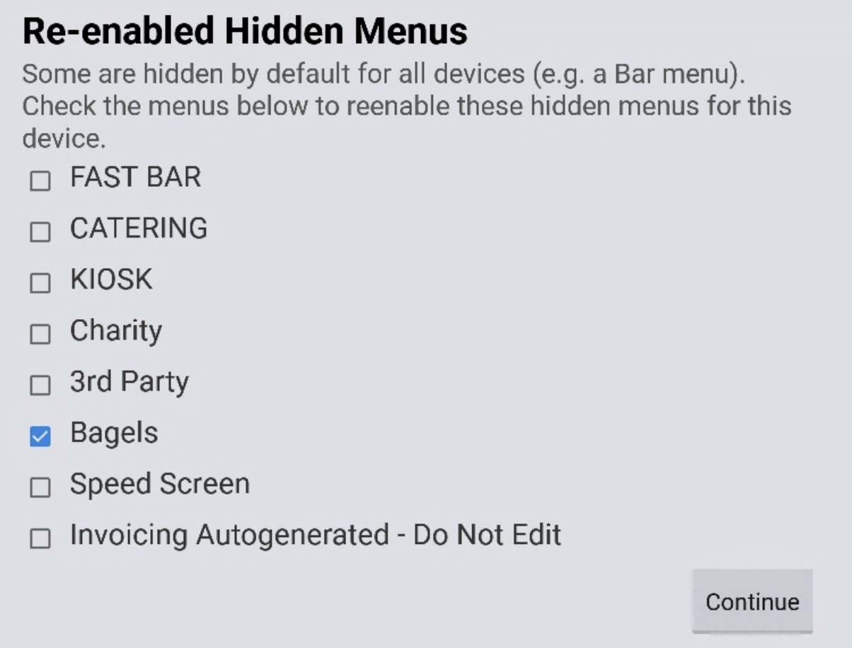 Configure Hidden Menus