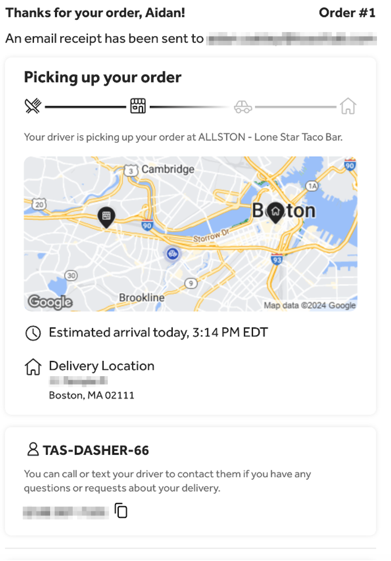 Toast Delivery Services® Order Status Tracking