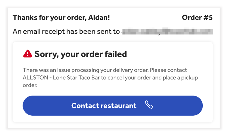 Toast Delivery Services® Order Status Tracking