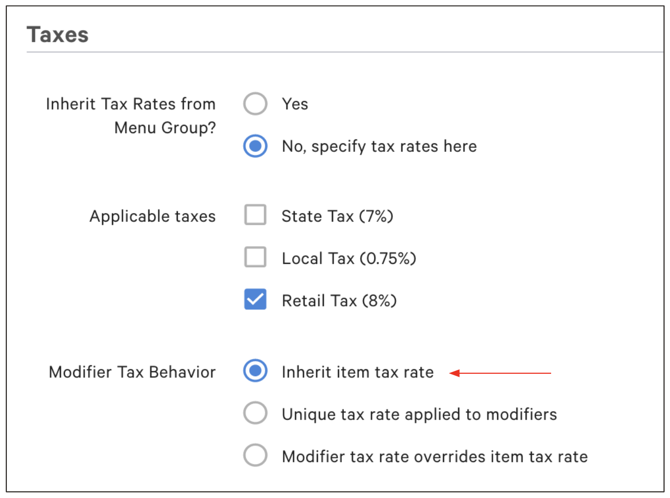 Set Up Tax Rates on Modifiers (Canada)