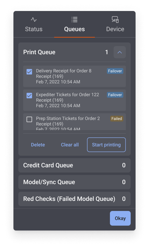 Device Status on POS