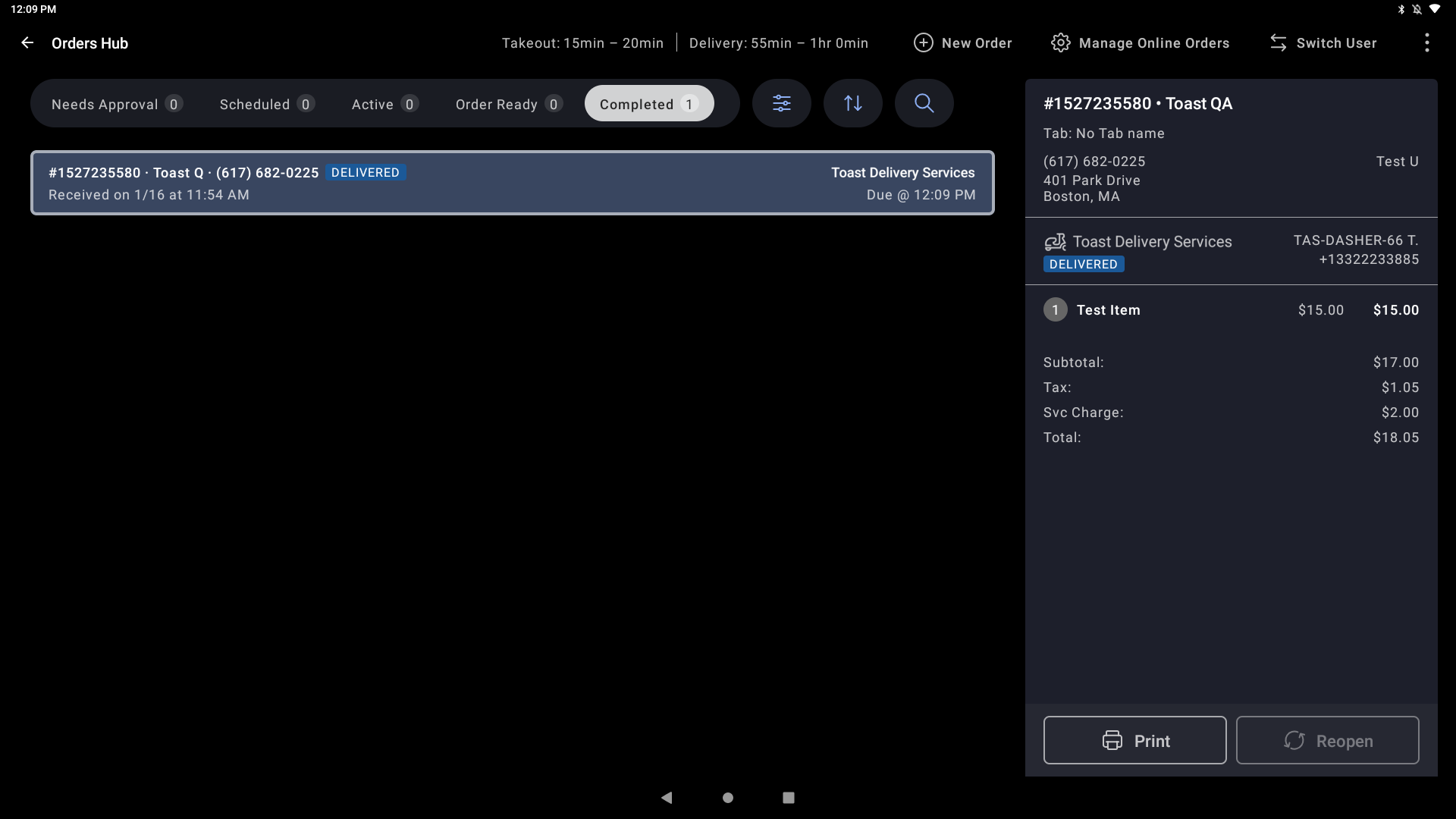 Optimize Toast Delivery Services® POS Order Tracking Workflow