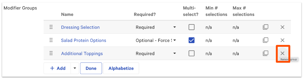 Create and Manage Modifier Groups and Modifier Options