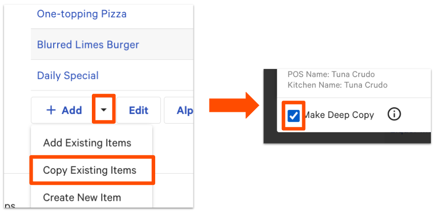 Reuse or Copy Menu Groups, Items, and Modifiers