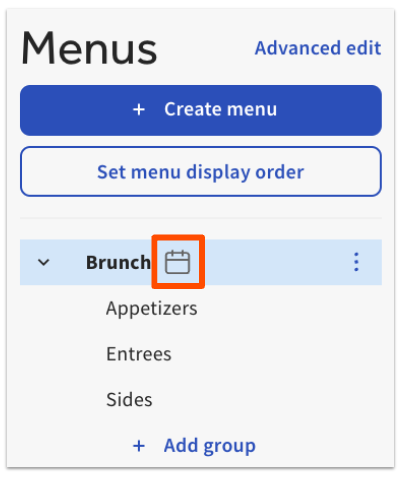 Set Menu Availability