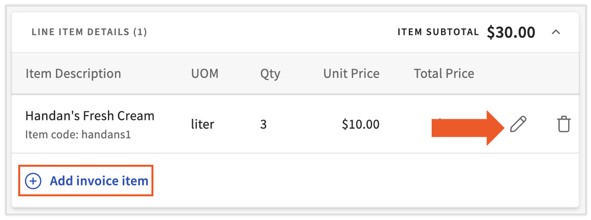 xtraCHEF: Edit Invoice Line Items