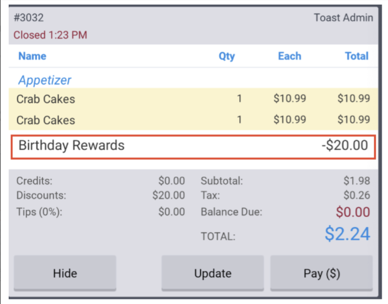 Manage Birthday Rewards