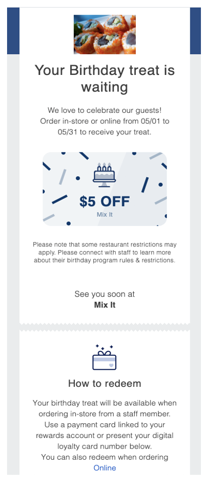 Manage Birthday Rewards