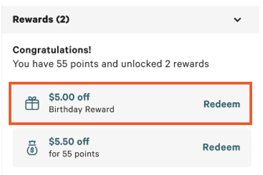 Manage Birthday Rewards