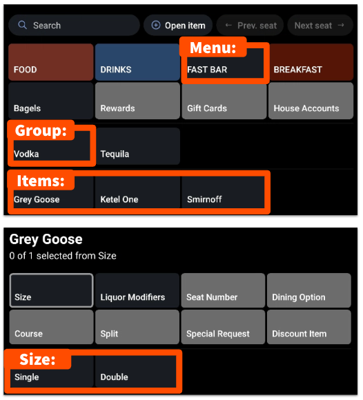Configure Menus for Bars