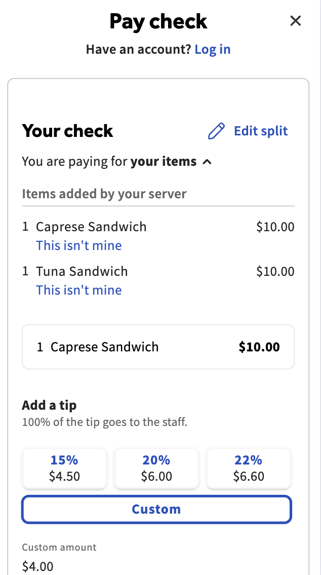 Split Payments With Toast Mobile Order & Pay®