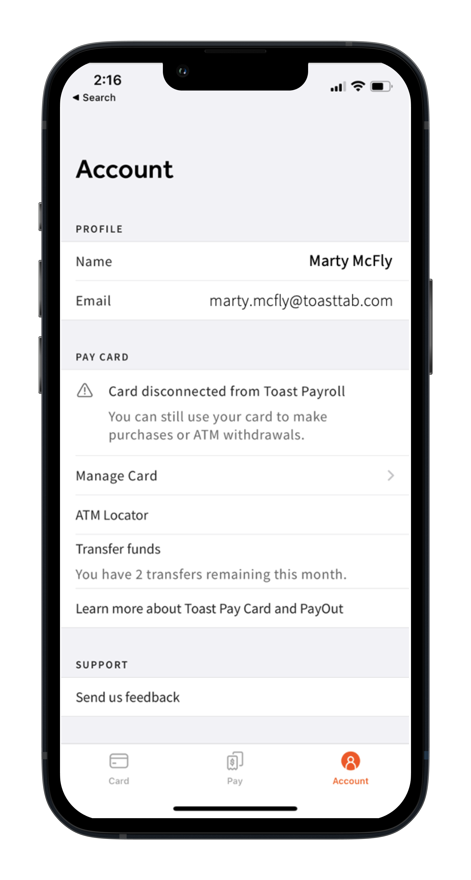 Toast Payroll: Use and Troubleshoot Toast Pay Card - Employee Guide
