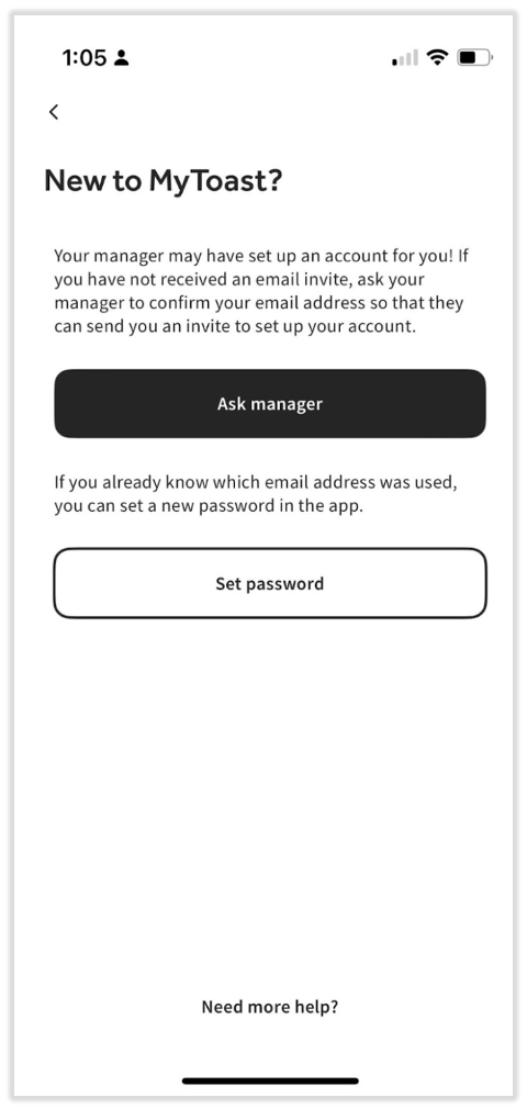 The MyToast App: Account