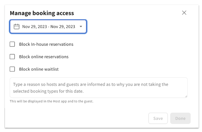 Toast Tables: Set Special Dates and Block Reservations