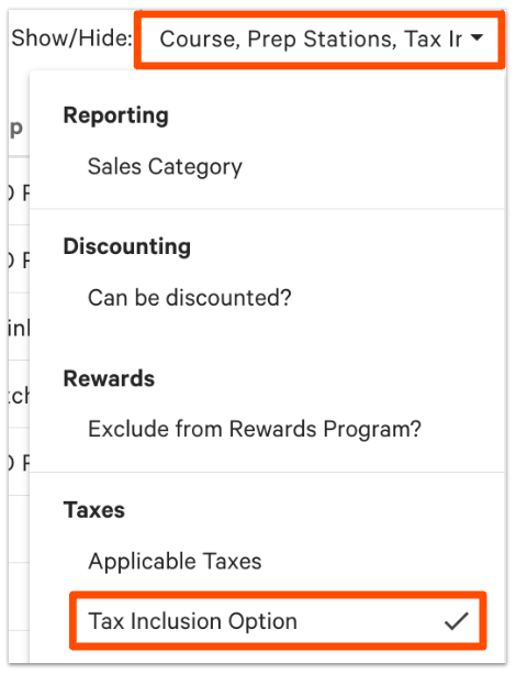 Configure Tax Inclusion Option