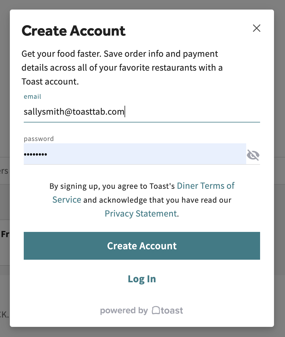 Create an Online Ordering Account