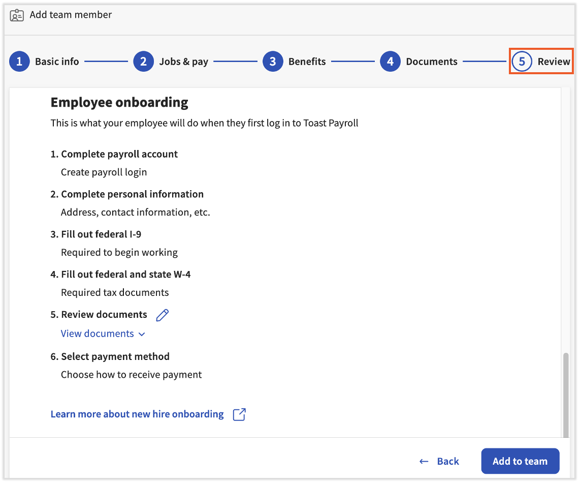 Toast Payroll: New Hire Employees (Employer Guide)