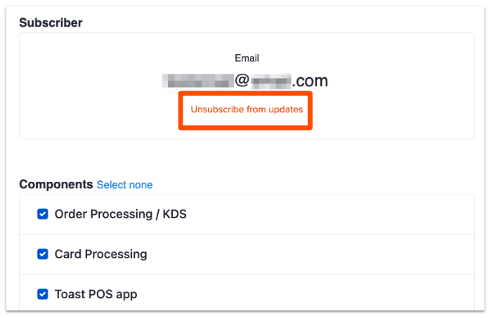 Unsubscribe From Toast Status Updates