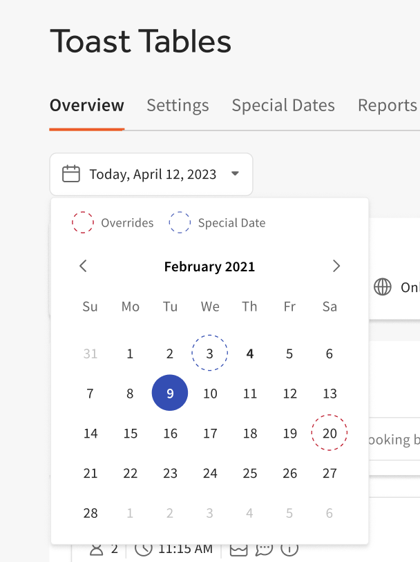 Toast Tables: Set Special Dates and Block Reservations