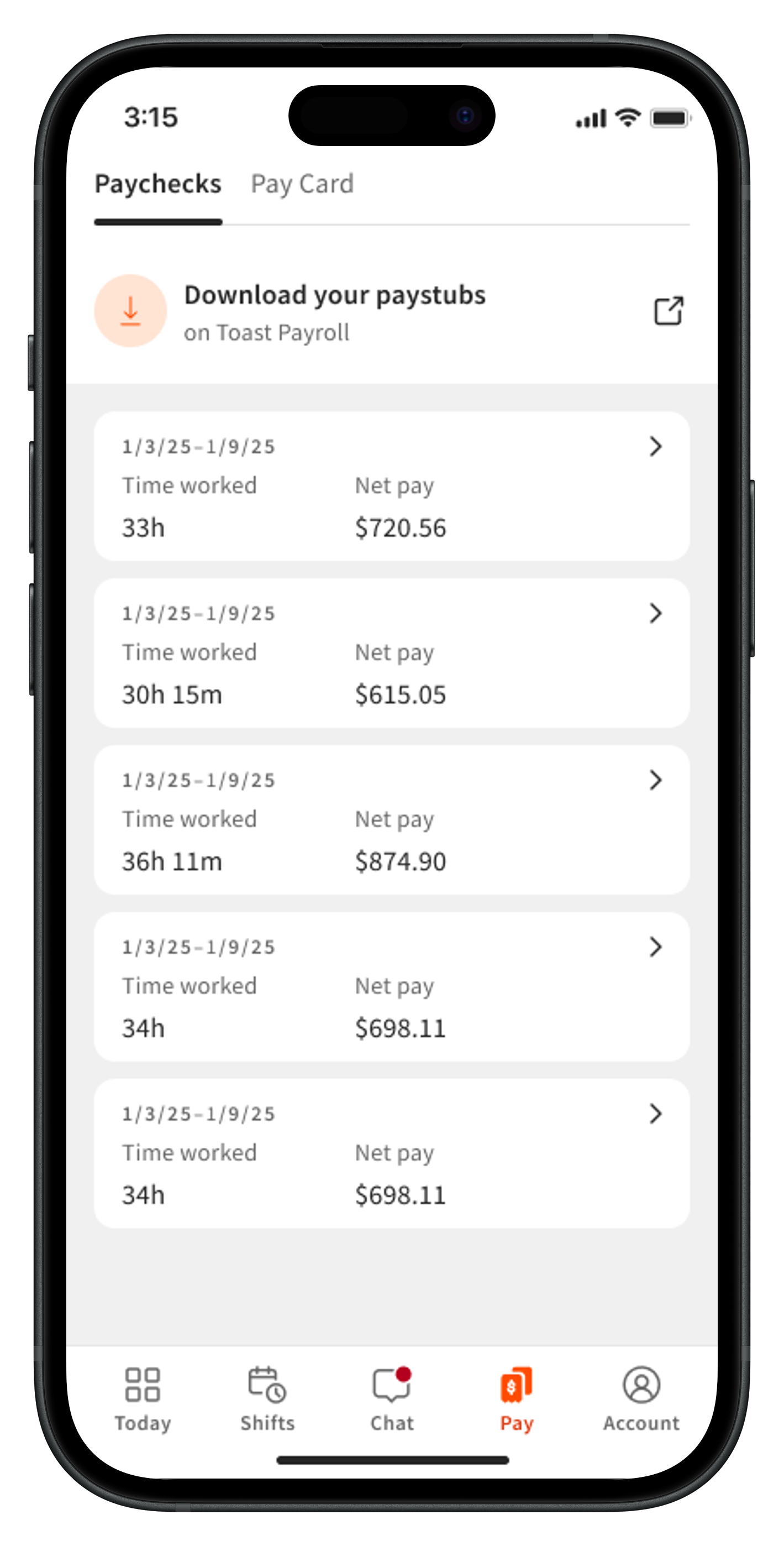 Toast Payroll: View Your Paystub or Timesheet
