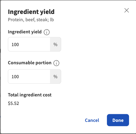 xtraCHEF: Recipe - Yield, Usable Yield, and Density Calculator