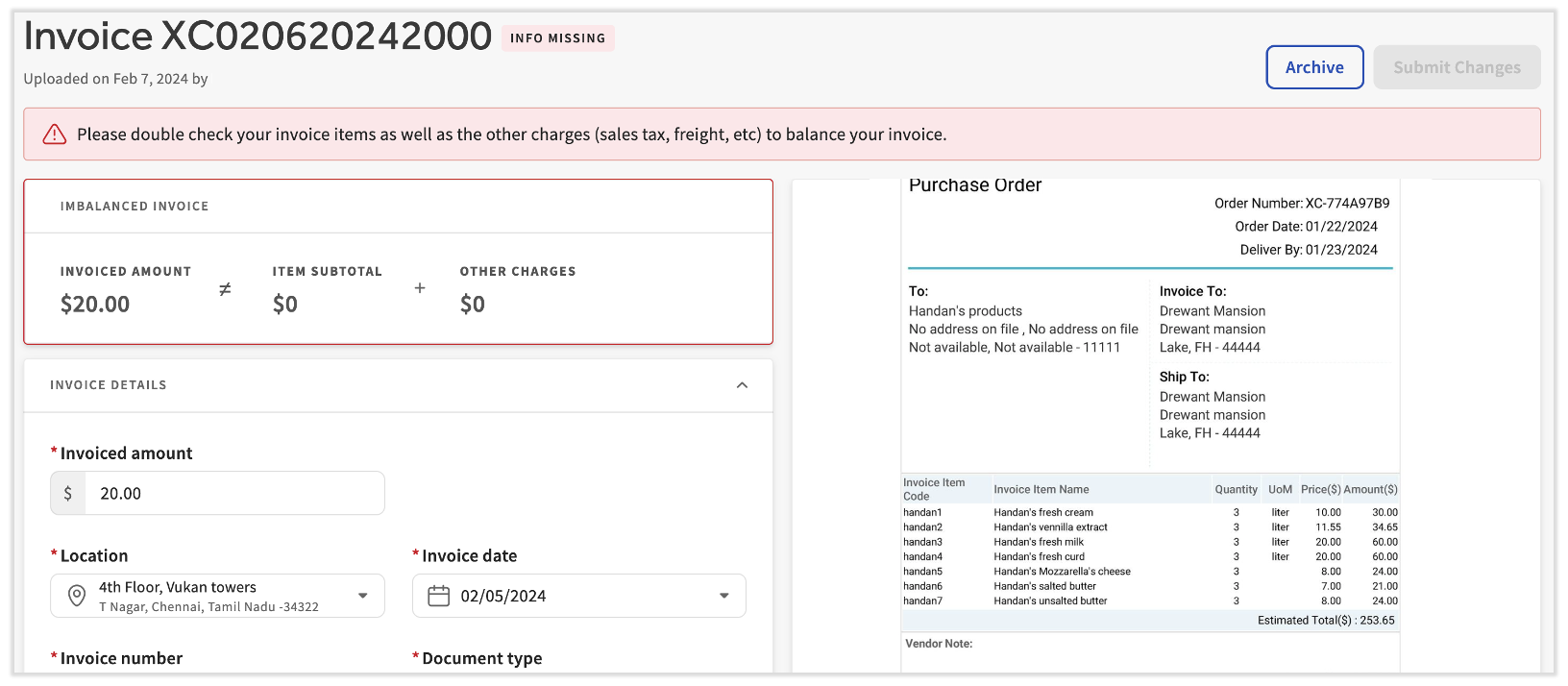 xtraCHEF: Edit Invoice Line Items