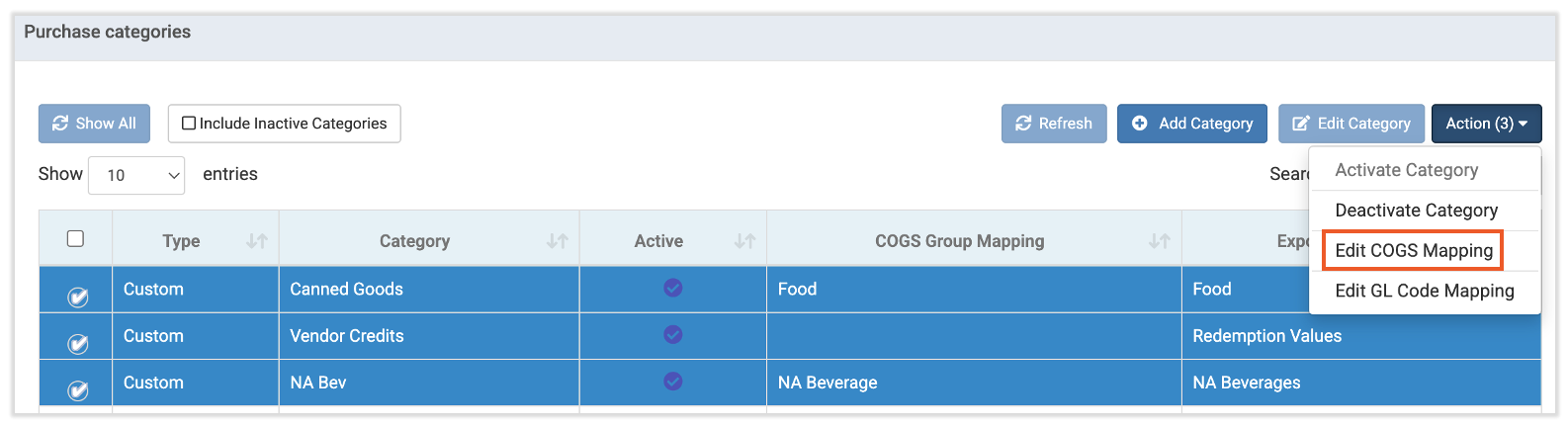 xtraCHEF: COGS Mapping