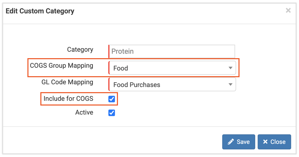 xtraCHEF: COGS Mapping