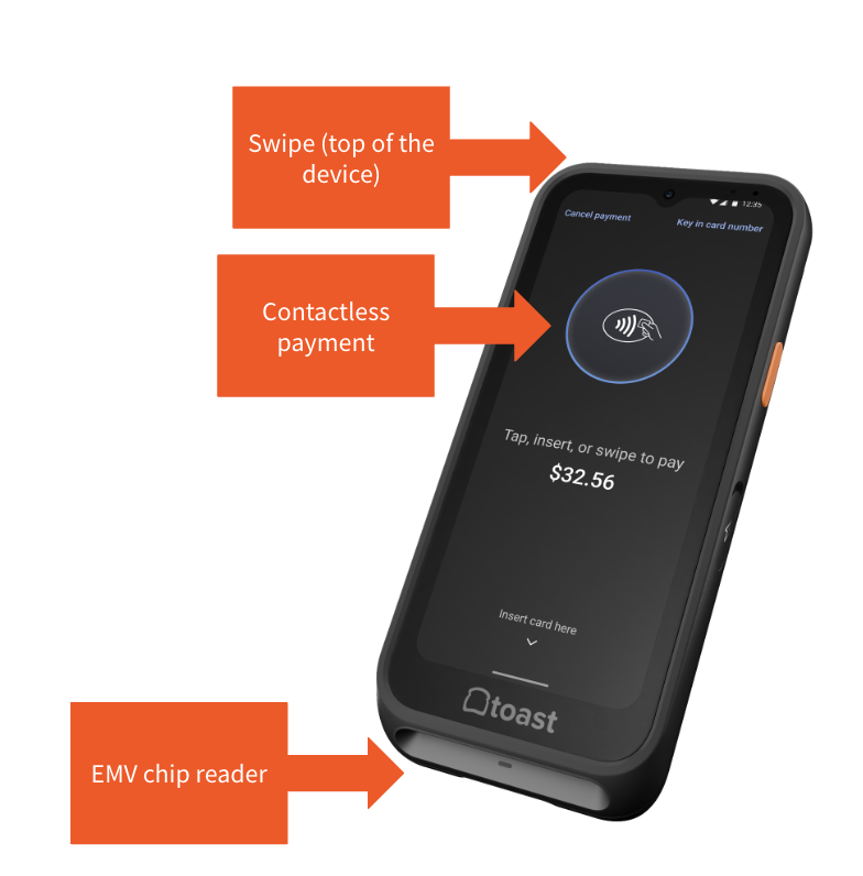 Payment options for Toast Go® 3