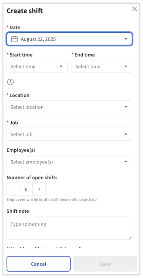 Scheduling by Sling in Toast Web