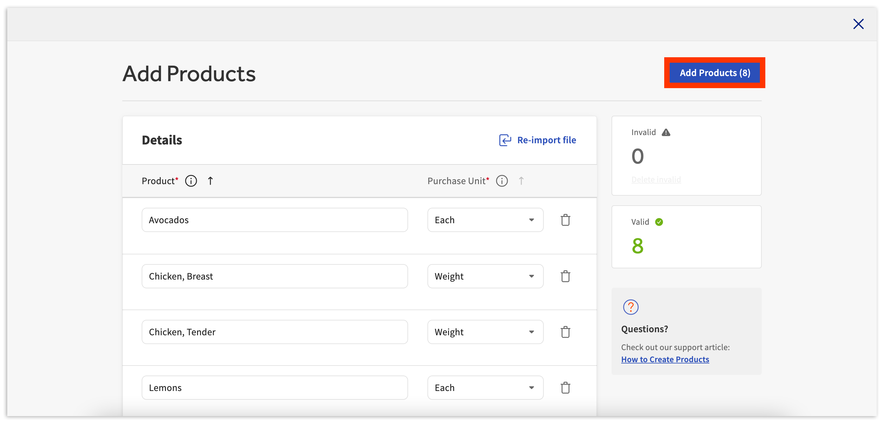 xtraCHEF: Create Products