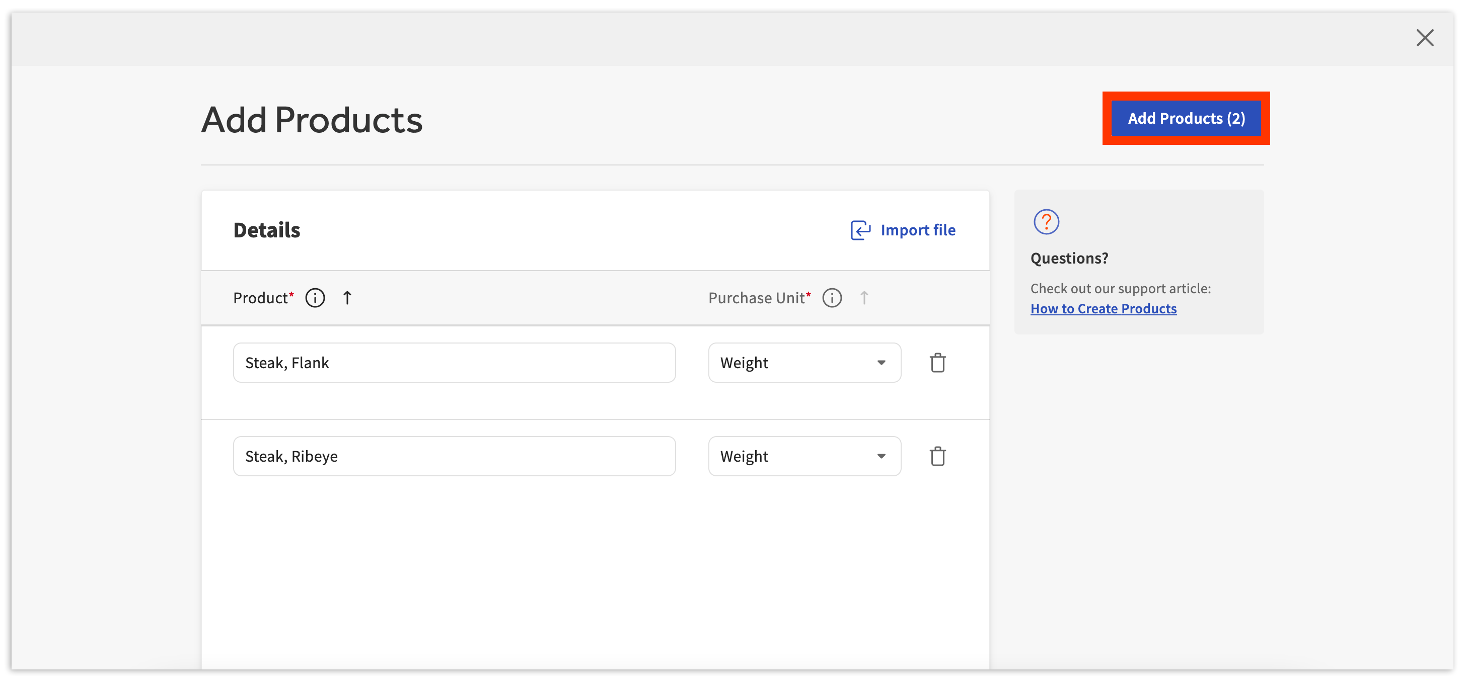 xtraCHEF: Create Products