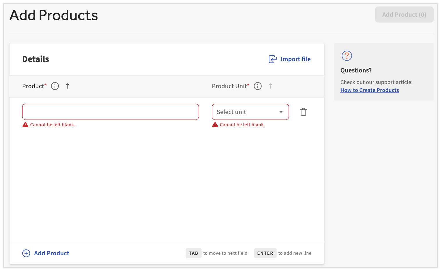 xtraCHEF: Create Products
