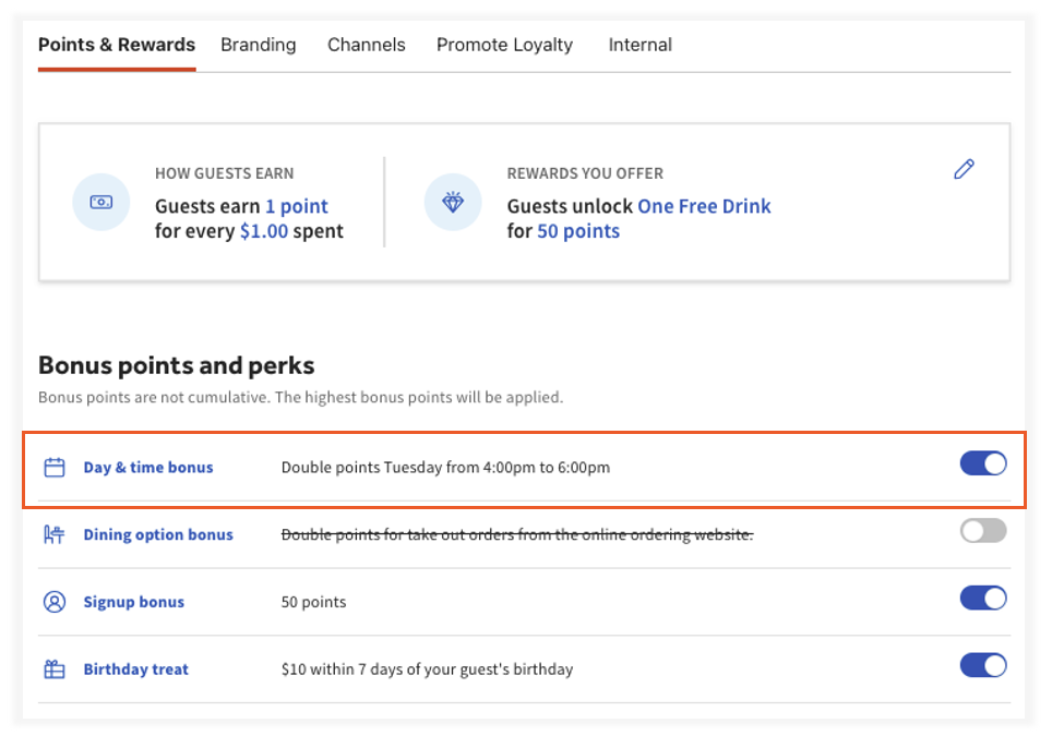 Set Up a Day and Time Bonus for Toast Loyalty