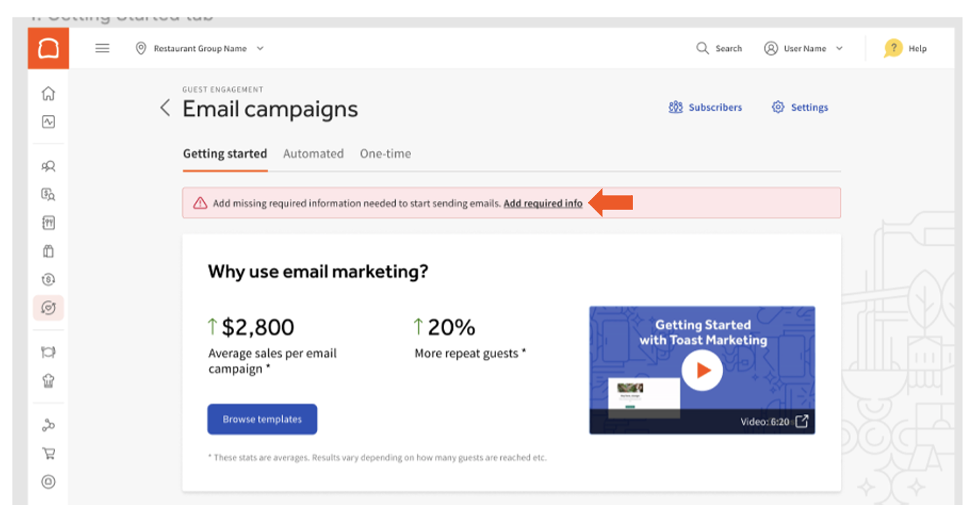 Set Up an Ongoing Toast Marketing Campaign