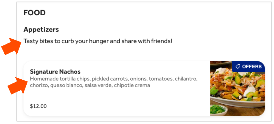 Add Descriptions to Menu Items